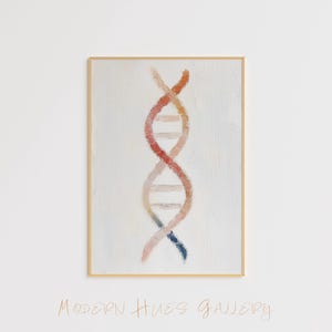 Minimalist DNA Art Print – Abstract Double Helix Painting – Modern ...