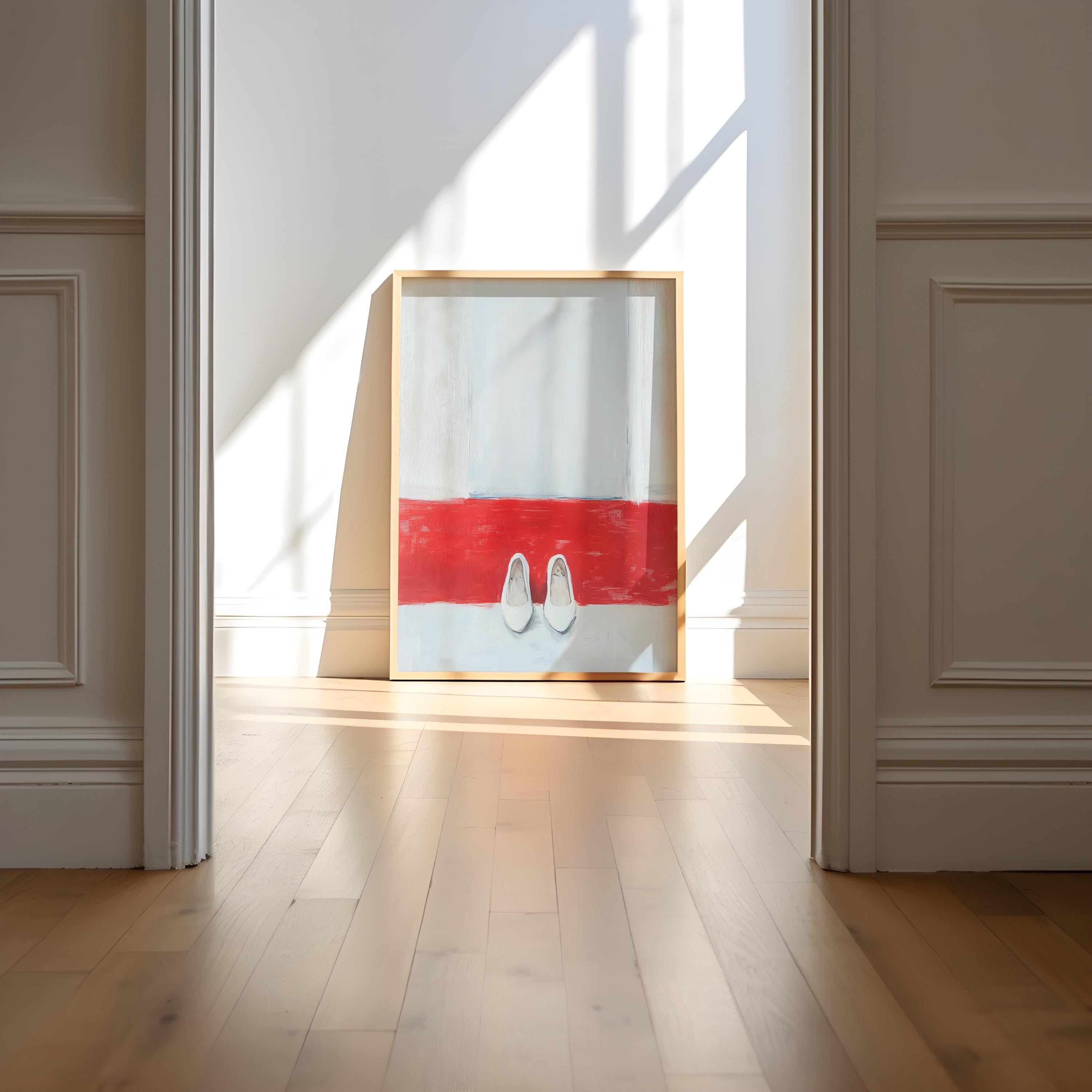 Minimalist Shoes Art Print – Abstract Shoes Painting – Modern Red and ...