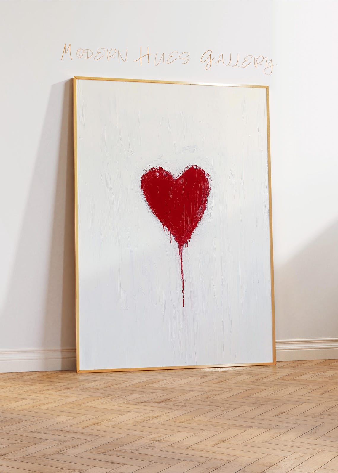 Heart Drip Art – Minimalist Love Painting – Modern Decor – Modern Heart ...
