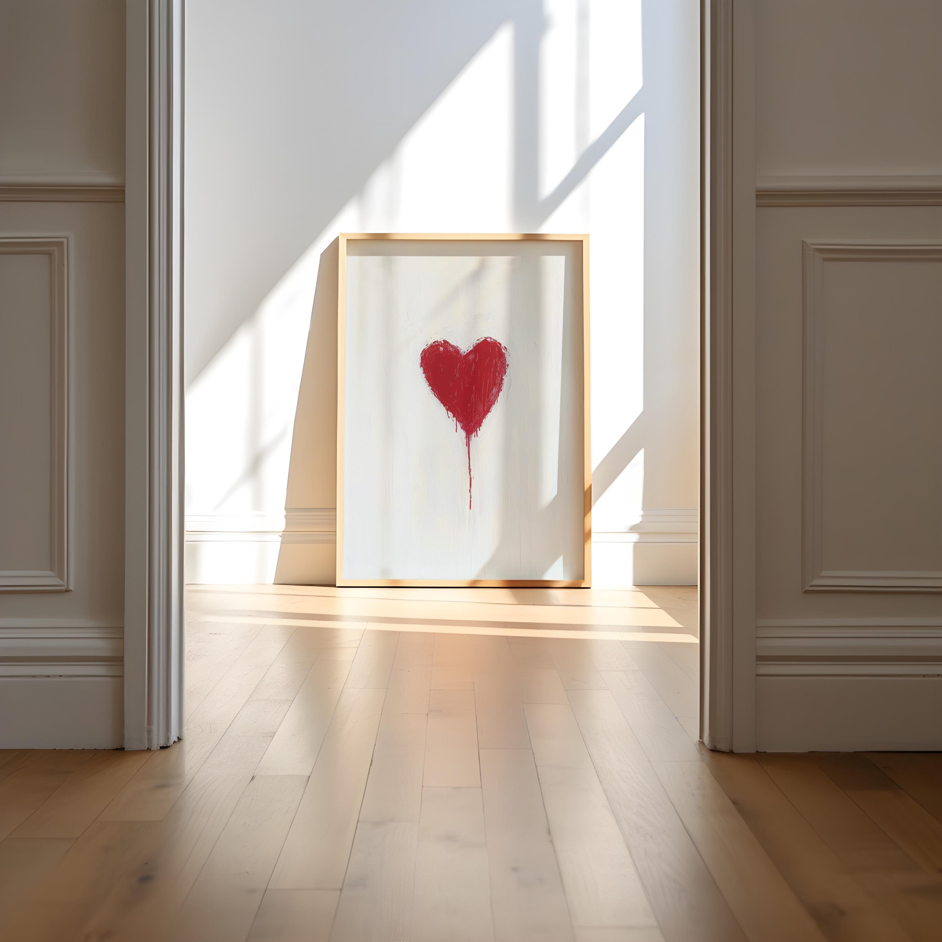 Heart Drip Art – Minimalist Love Painting – Modern Decor – Modern Heart ...