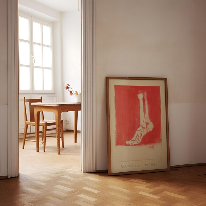 Modern Anatomy Foot Art – Skeleton Foot Print – Red and White ...