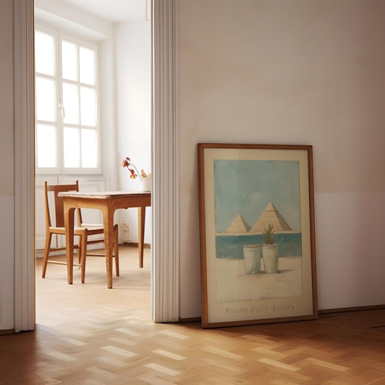 Minimalist Pyramid Landscape Wall Art - Elegant Egypt Themed Poster ...