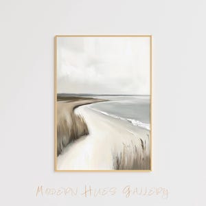 Coastal Beach Landscape Painting – Serene Ocean Shoreline Art Print ...