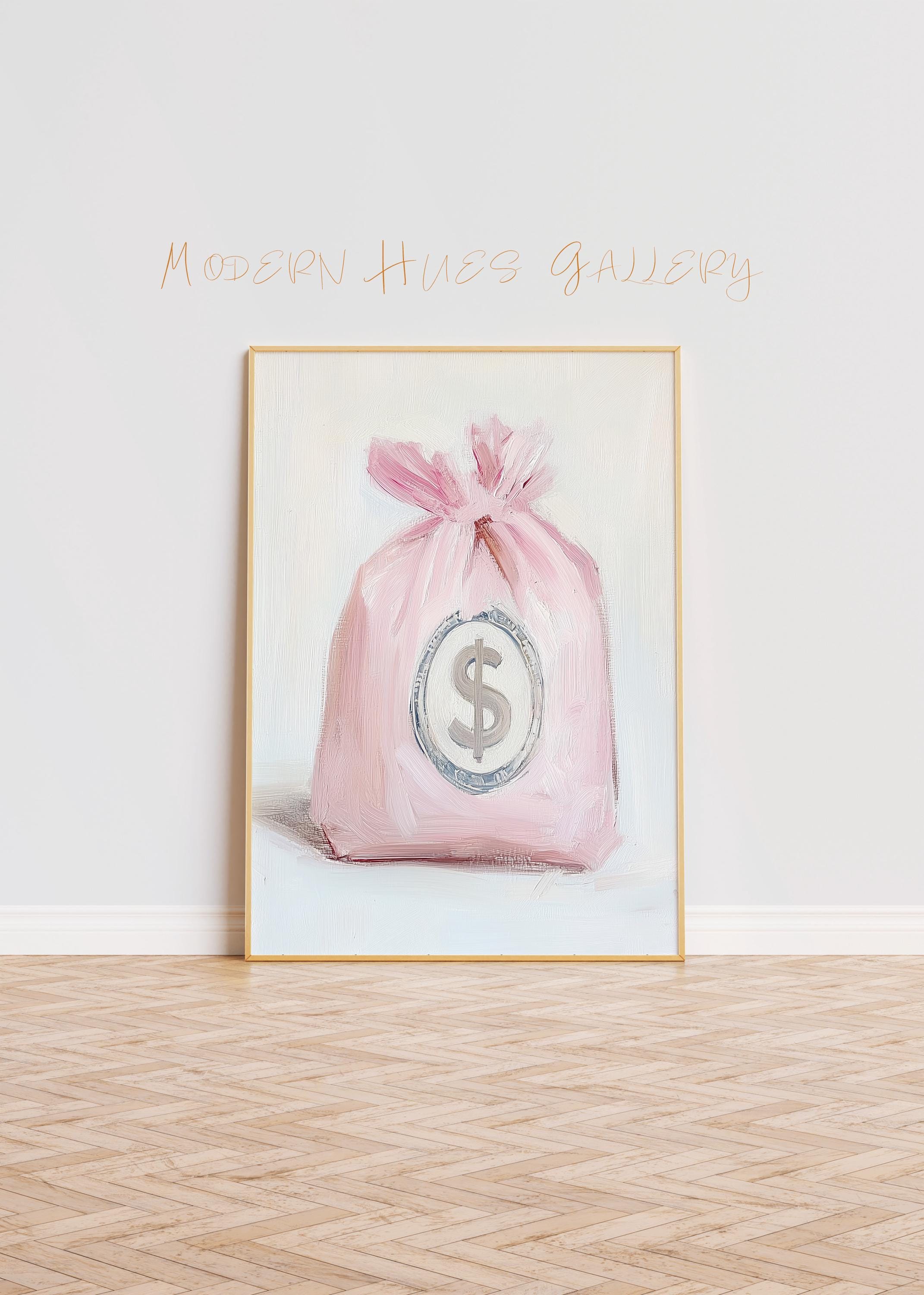Modern Pink Money Bag Art – Trendy Dollar Sign Painting – Unique ...