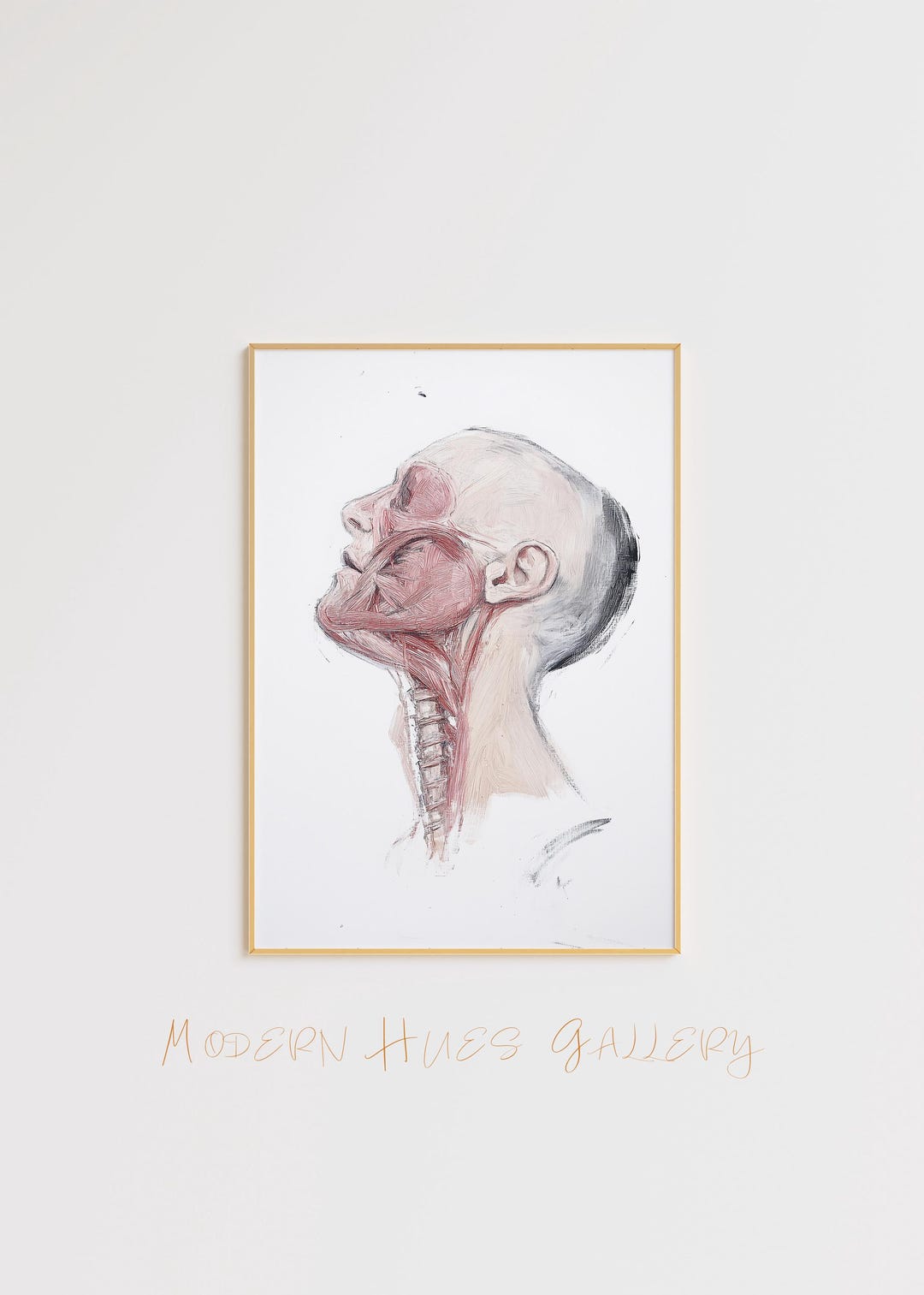 Anatomical Face Study Art Print Realistic Human Muscles Drawing Medical ...