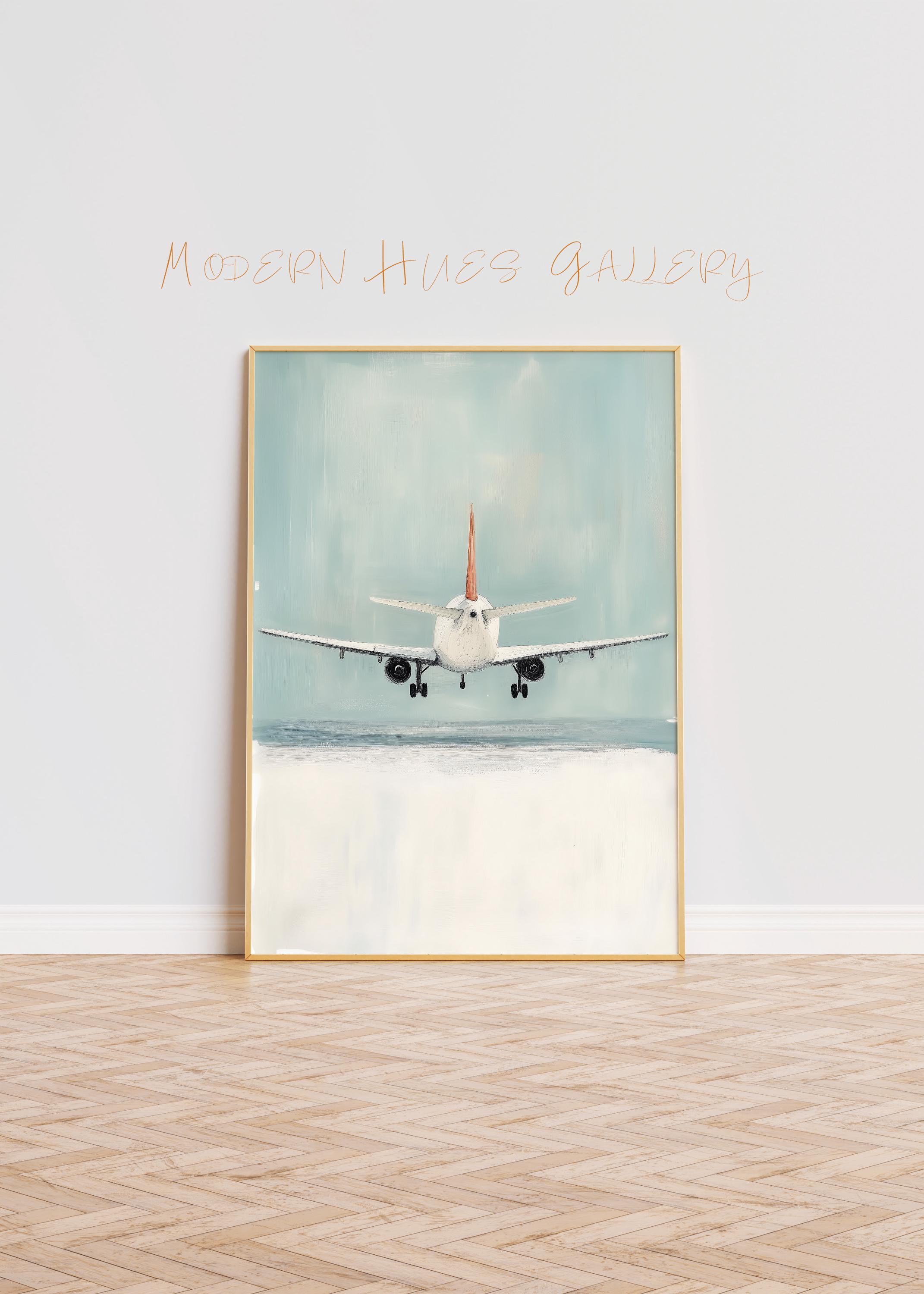 Airplane Art Print – Minimalist Aviation Painting Modern Travel Wall ...