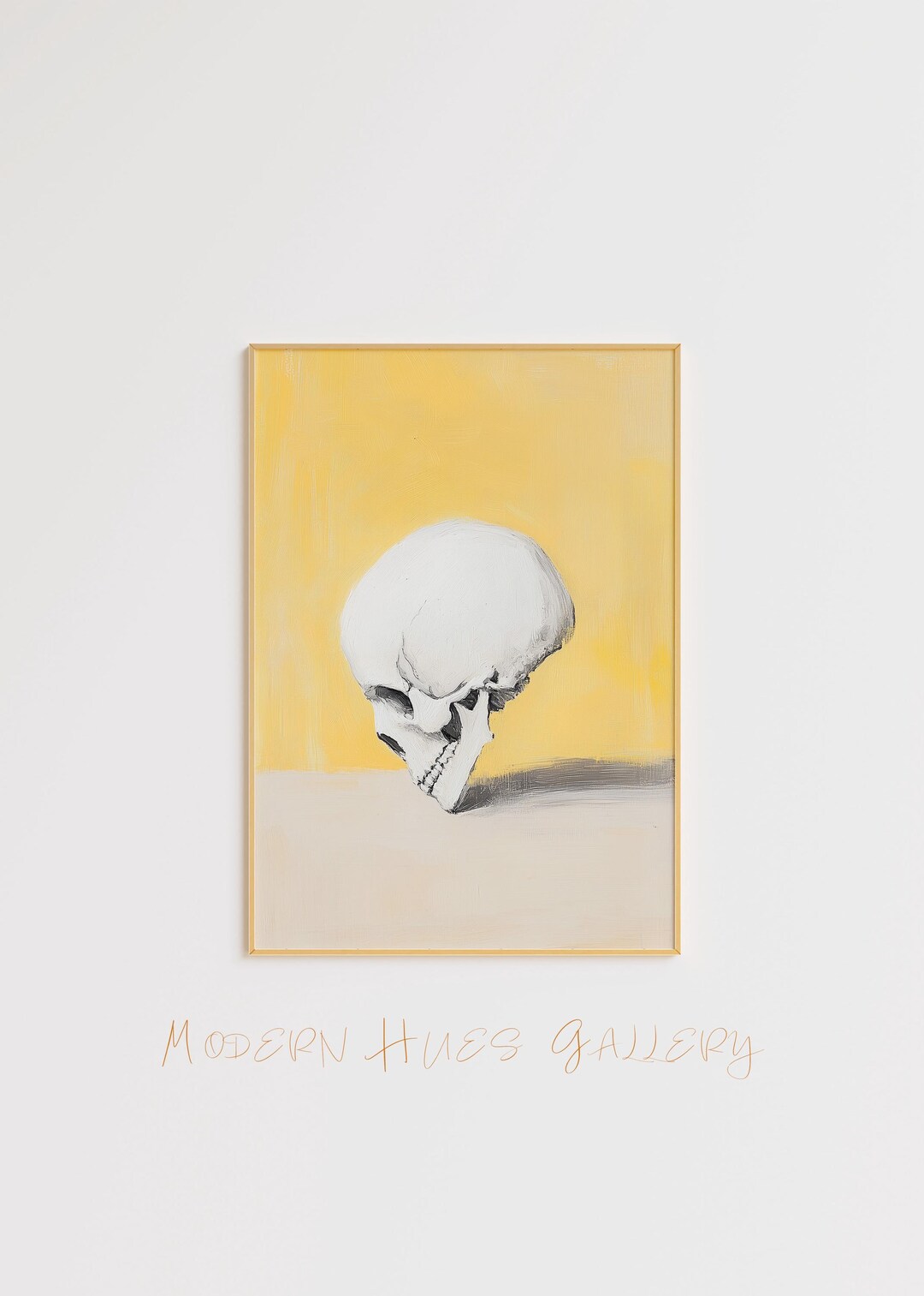 Minimalist Skull Art Print – Modern Skull Painting – Abstract Yellow ...