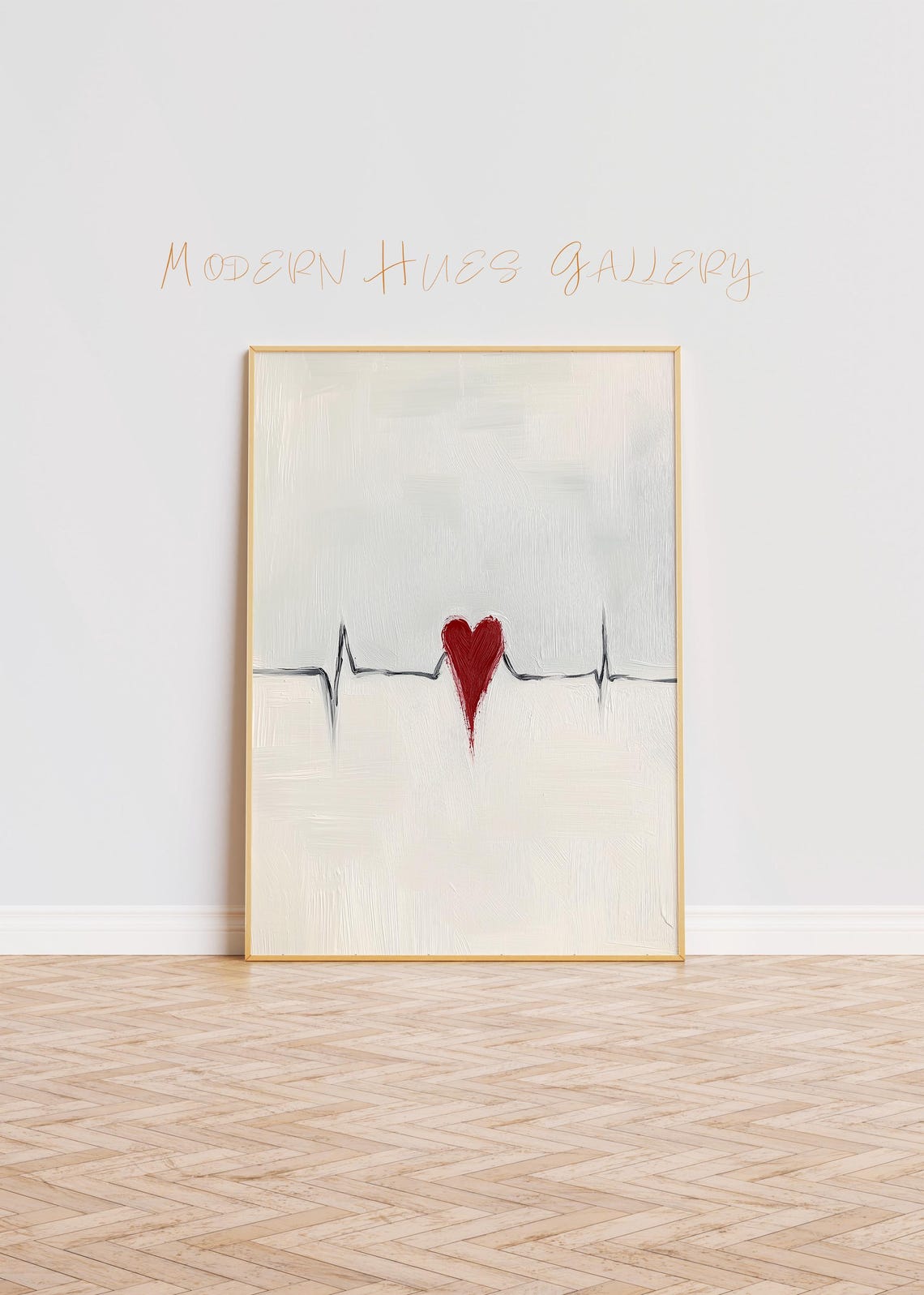 Heart Beat Art Print – Modern Heart Wall Art – Minimalist EKG Love ...