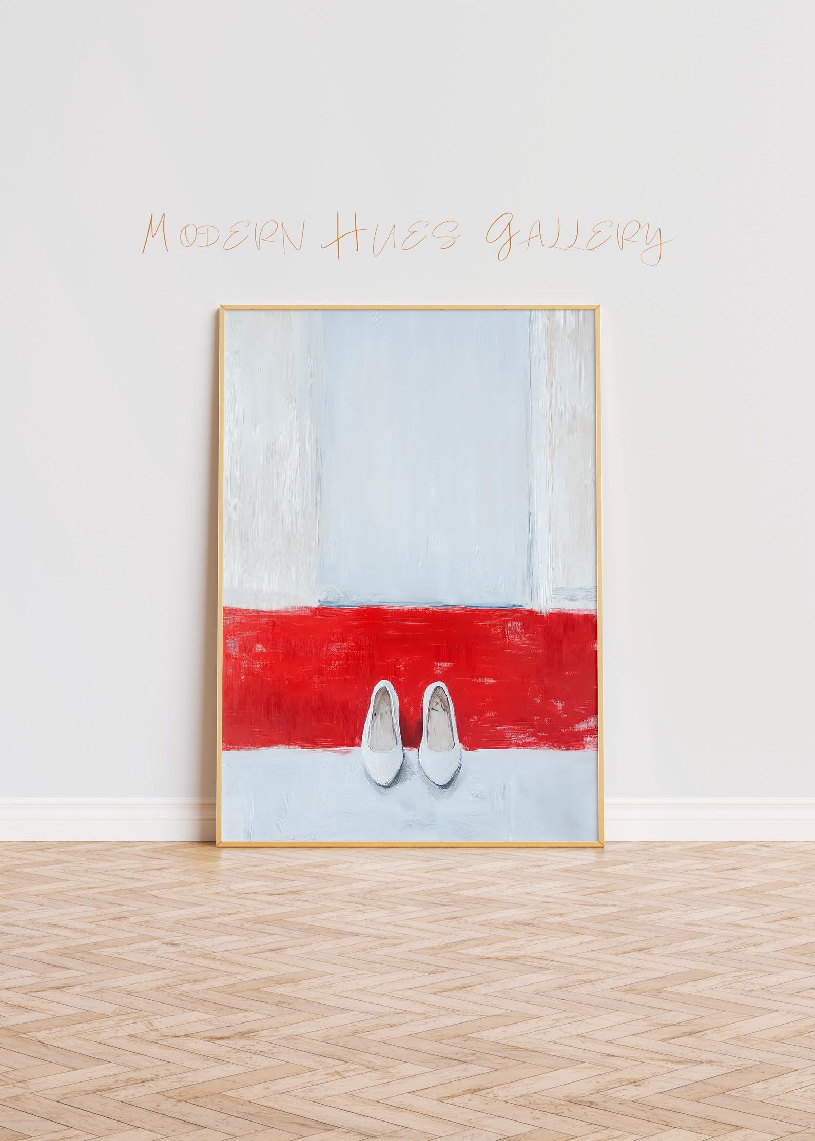 Minimalist Shoes Art Print – Abstract Shoes Painting – Modern Red and ...