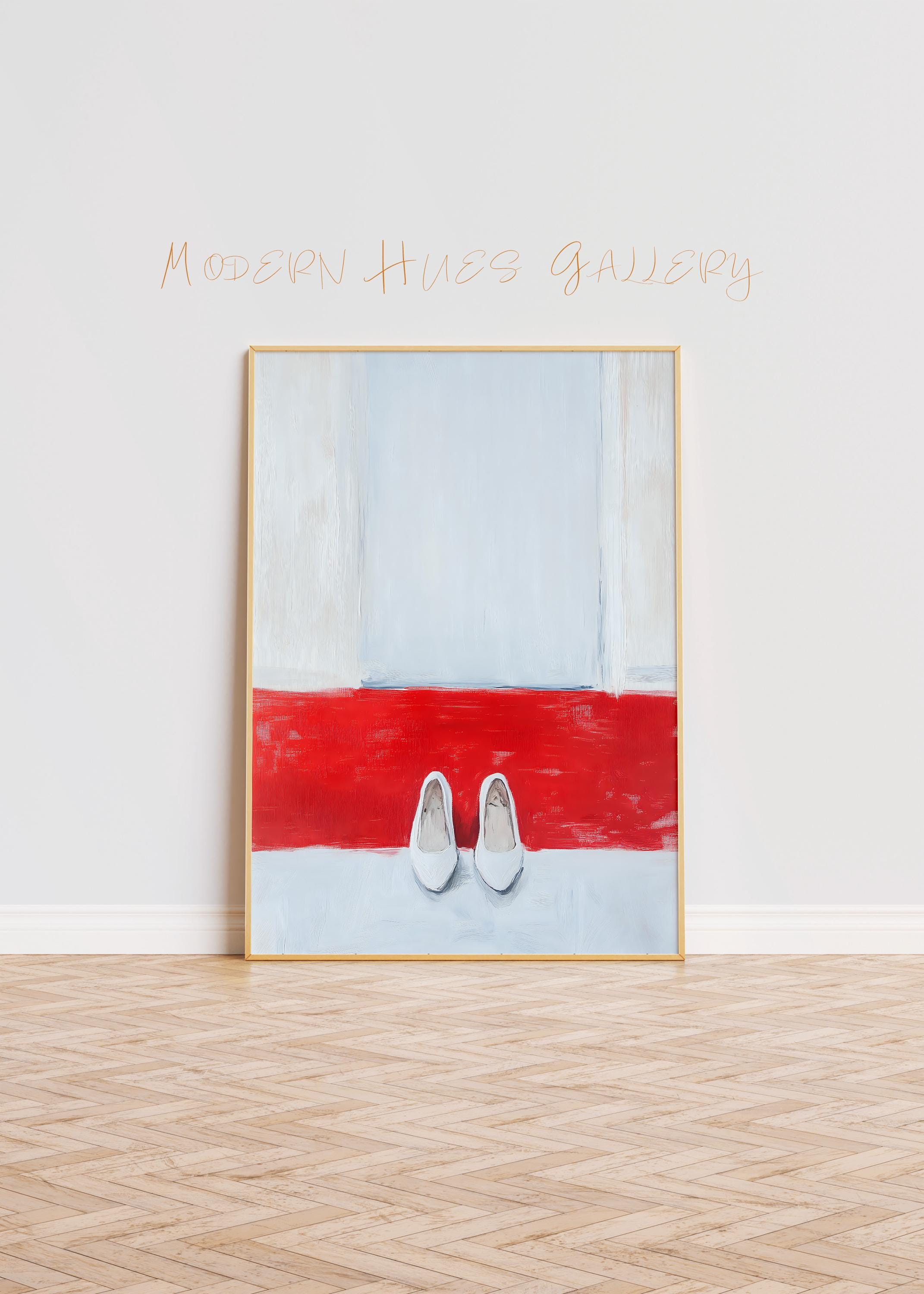 Minimalist Shoes Art Print – Abstract Shoes Painting – Modern Red and ...