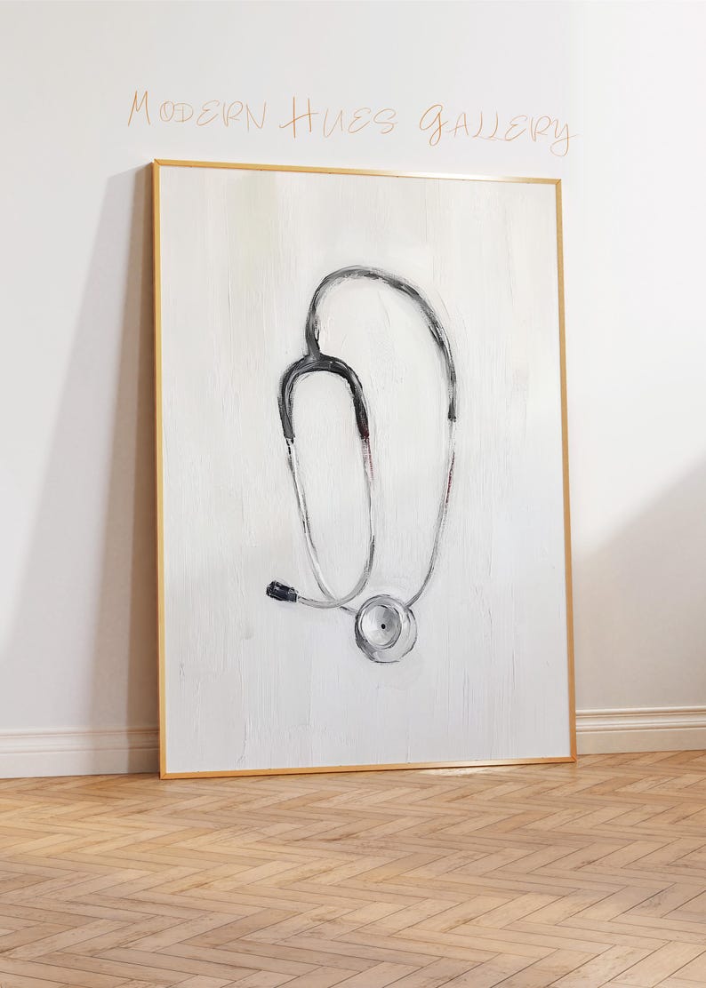 Minimalist Stethoscope Art Print – Medical Wall Decor – Doctor’s Office ...