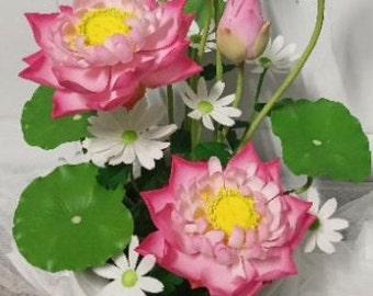 Clay Lotus Flower Decor Home Garden, Clay Pink Lily Flower,flower Decor ...