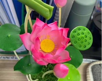 Clay Lotus Flower Decor Home Garden, Clay Pink Lily Flower,flower Decor ...