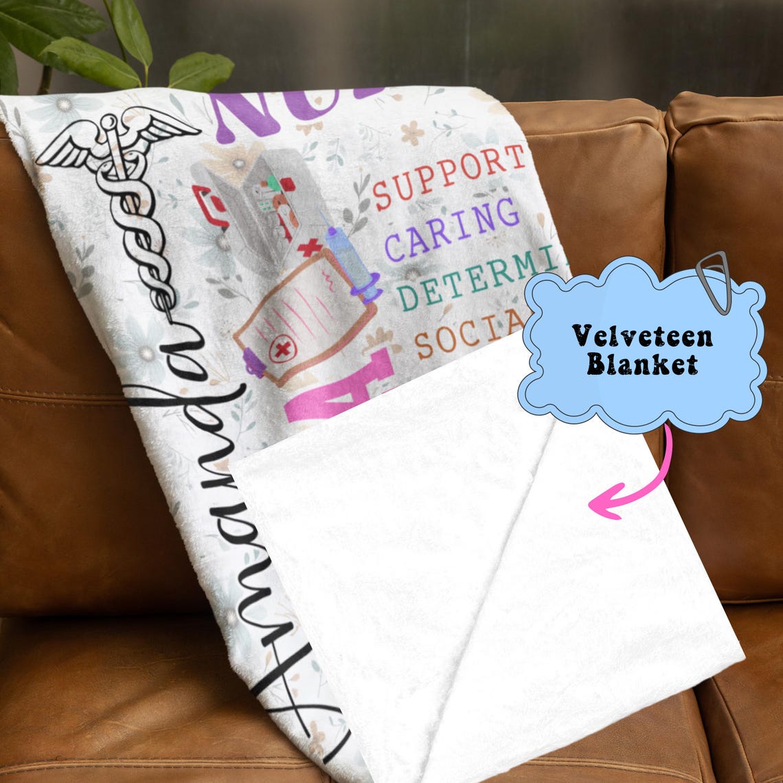 Personalized Name - CNA Nurse Blanket: Wildflower Sherpa Fleece Throw ...
