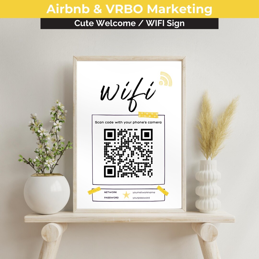 Wifi Welcome Sign | Airbnb VRBO Wifi Welcome Sign Template | Guest ...