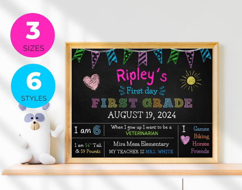 Personalized Back to School Print | Digital Print First Day of School ...