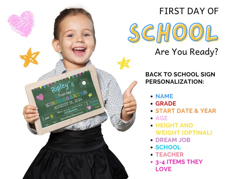 Personalized Back to School Print | Digital Print First Day of School ...