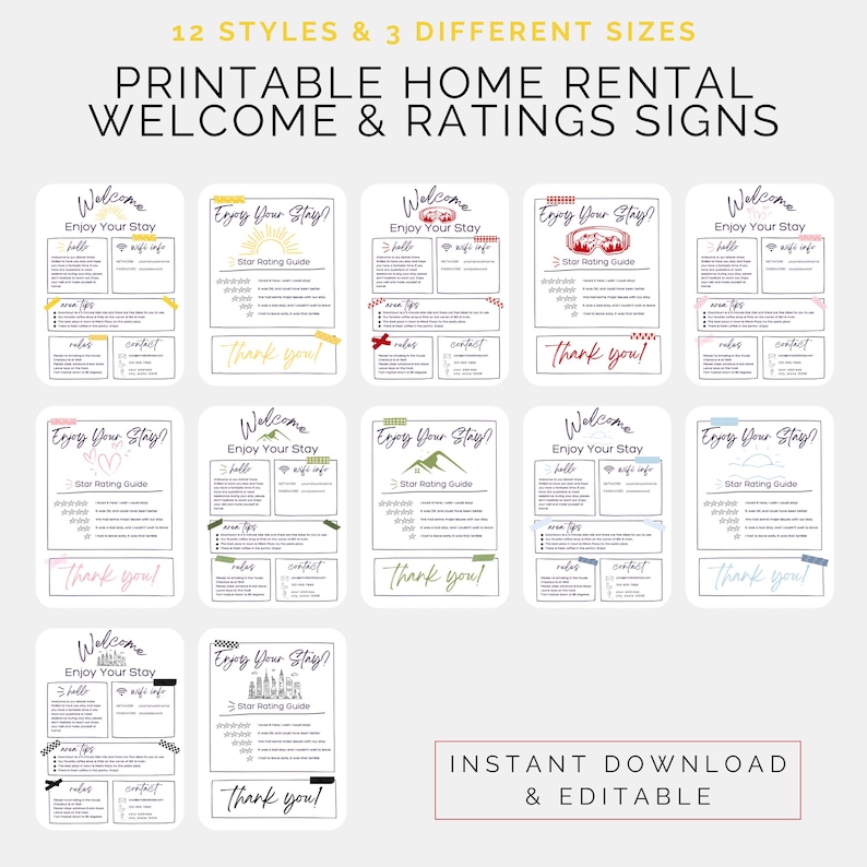 Airbnb Welcome & Ratings / Review Sign | Airbnb VRBO Template | Guest ...