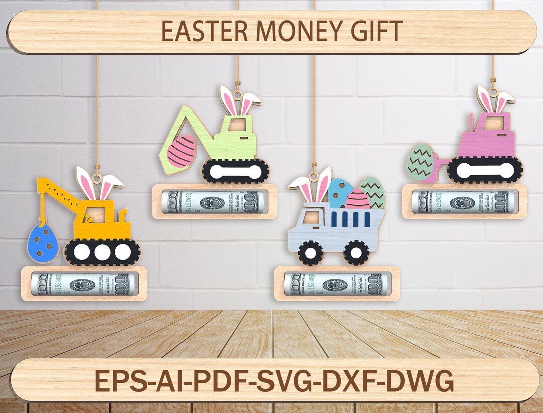 Tractor Easter Money Gift, Money Sign Easter Ornament, Easter Glowforge ...
