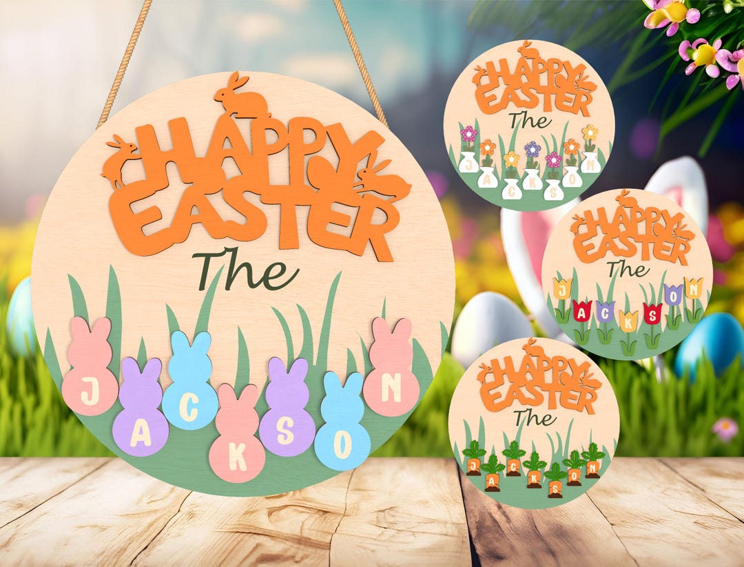 Easter Day Door Sign Cut File Svg, Bunny Welcome Sign, Shamrock Door ...