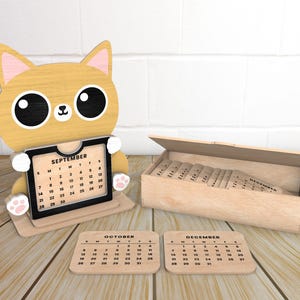 Meow Calendar Standing Decor Lasercut Svg, Meow Calendar Gifts Svg ...