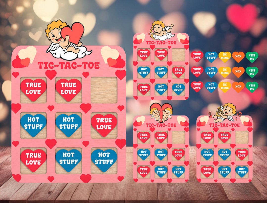 Happy Valentine's Day Tic Tac Toe Board Game Svg, Lovely Baby Cupid Svg ...