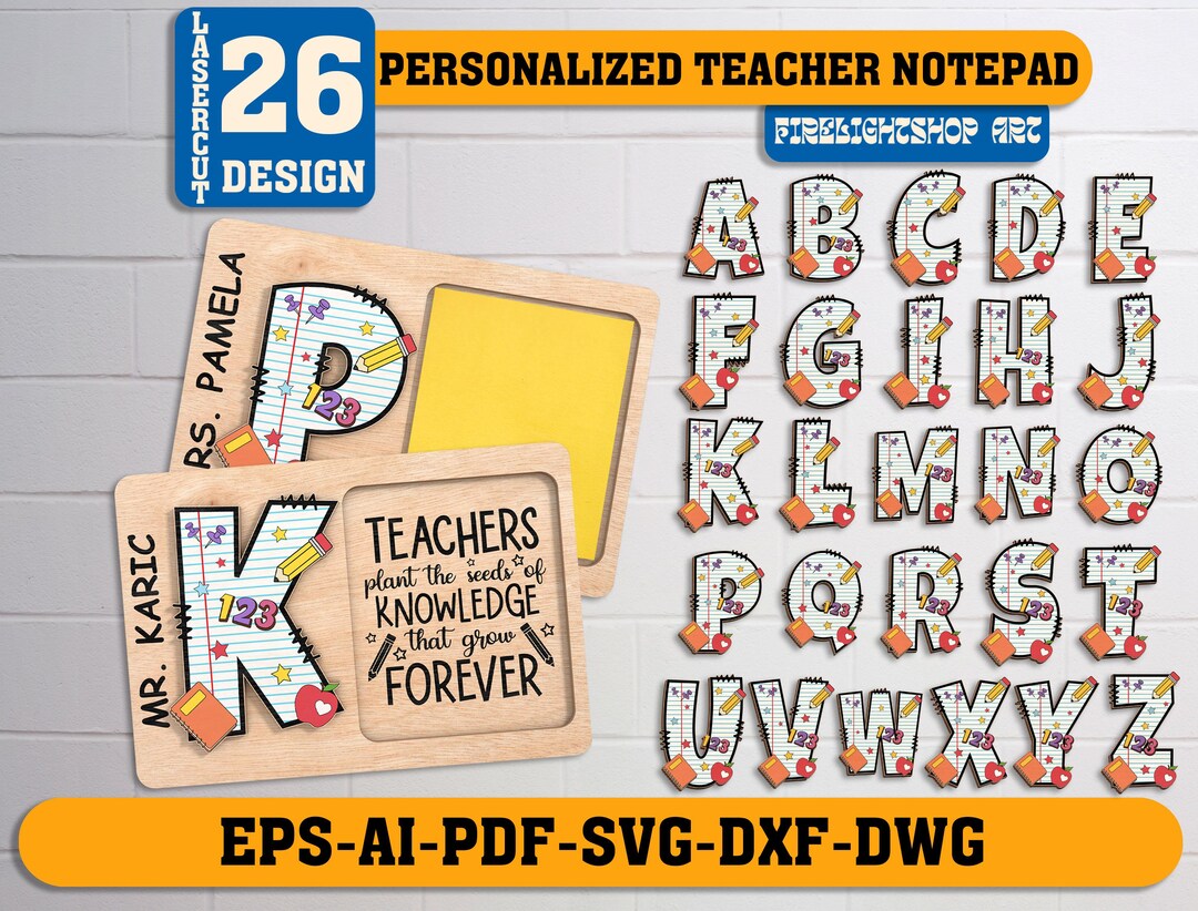 Personalized Note Holder SVG, Laser Cut Wood Desk Organizer With Pen ...