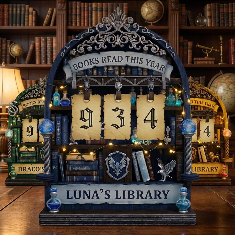 Personalized Wizard Book Tracker Sign, Books Read This Year Counter ...