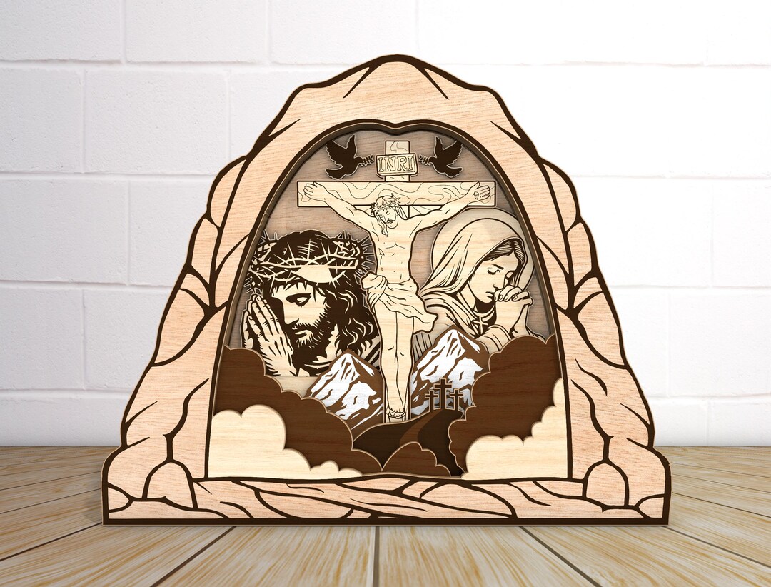 Multilayer Easter's Day Cave Standing Laser Cut Files Svg, Easter Risen ...