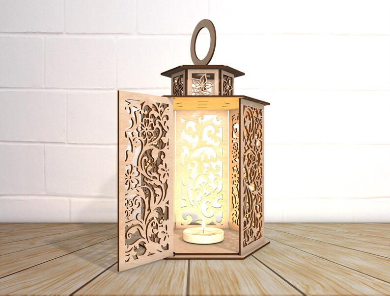 Spring Flower Lantern Standing Lasercut File Svg, Lantern Decor Svg ...