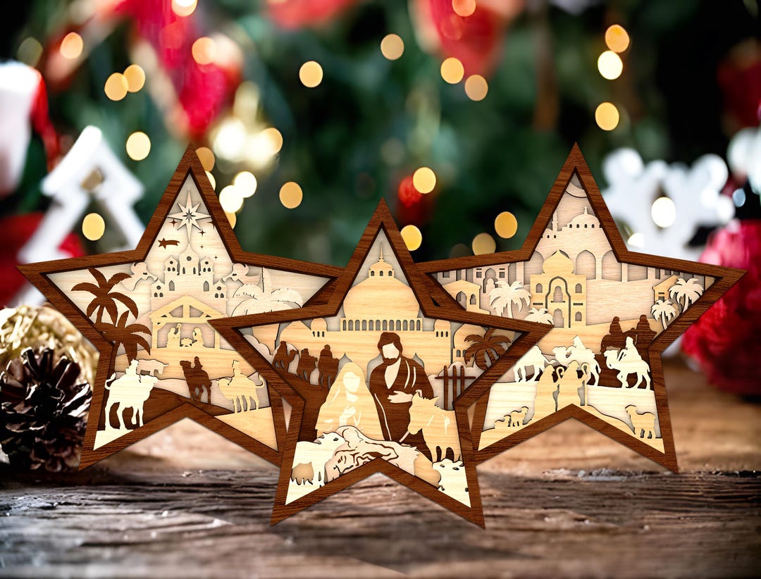 3D Multilayer Nativity Star Standing Svg, Holy Family Lasercut File Svg ...