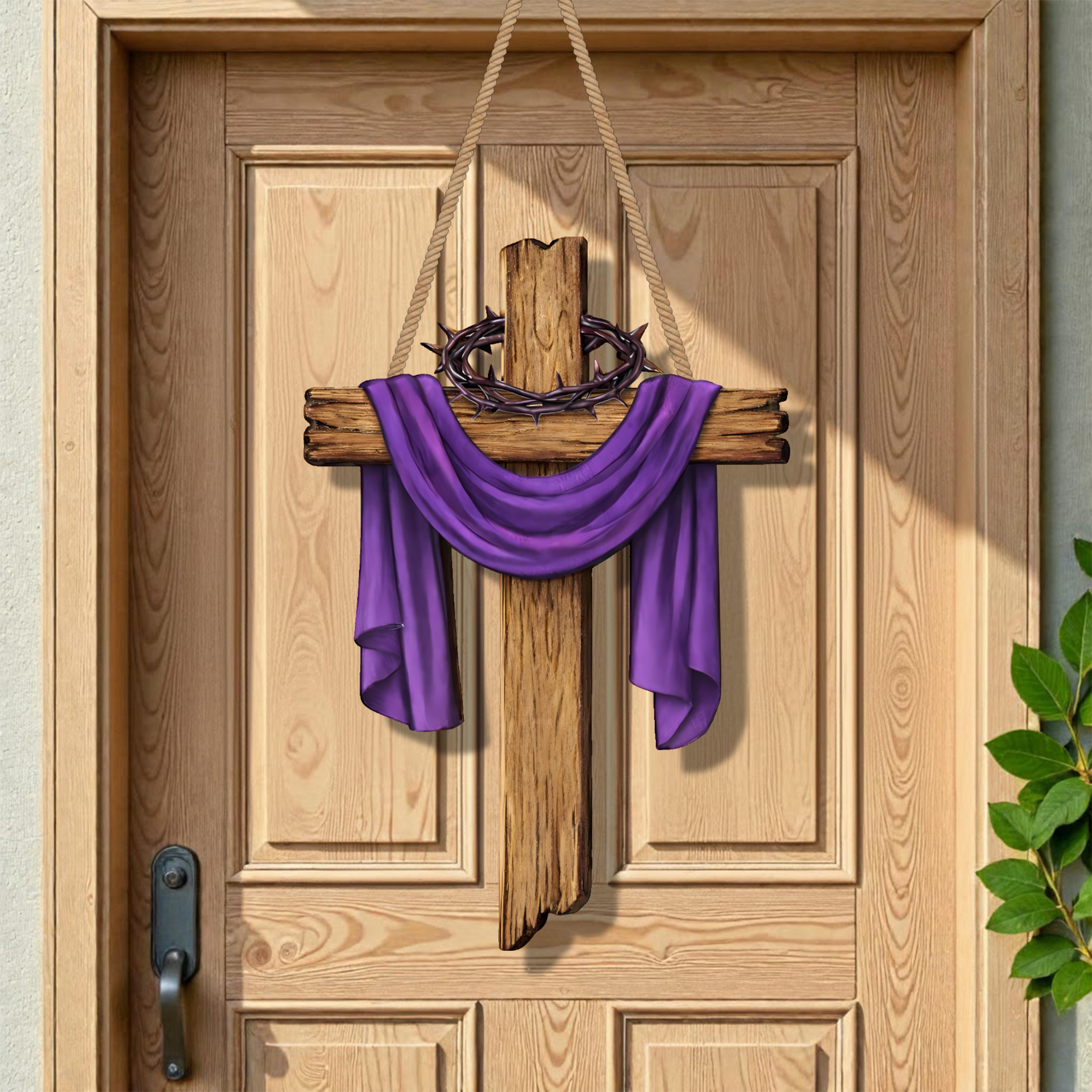 Easter Day Wooden Cross Door Hanger, Christian Lent & Easter Decor ...