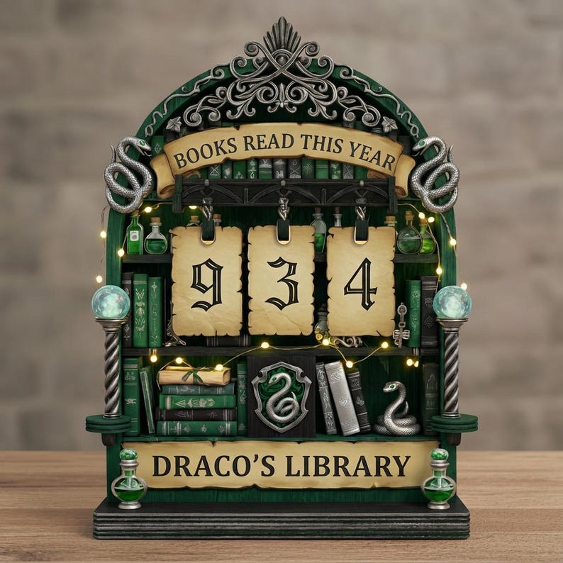 Personalized Wizard Book Tracker Sign, Books Read This Year Counter ...