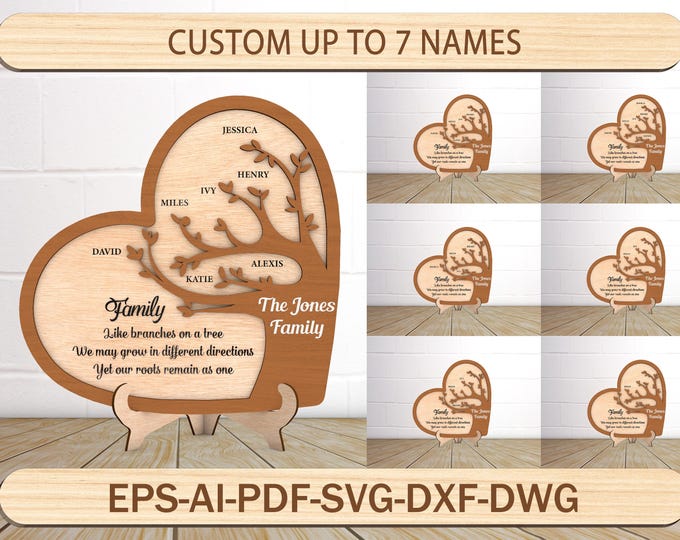 Customizable Family Tree Laser Cut Digital File | Easel File Included ...