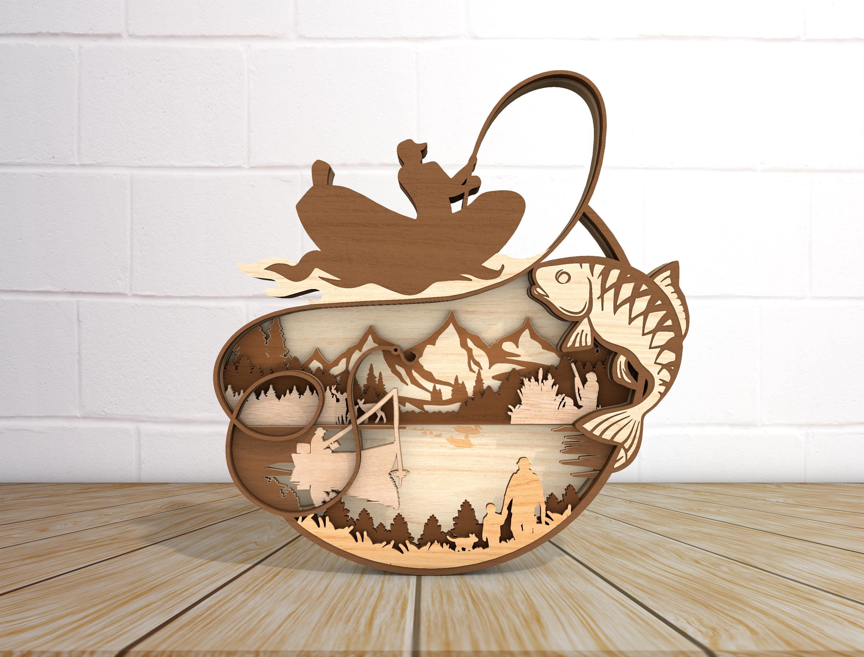 Happy Father's Day Go Fishing Standing Lasercut File Svg, Fishing Dad ...