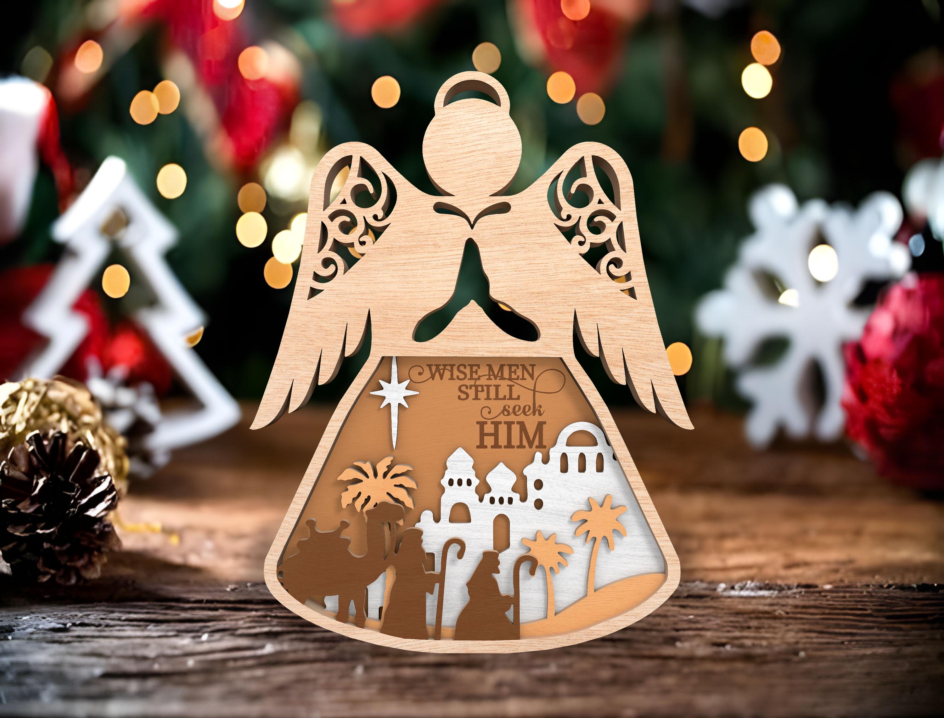Angle Nativity Multilayer Standing Decor Svg,angel Standing Layer Cut ...
