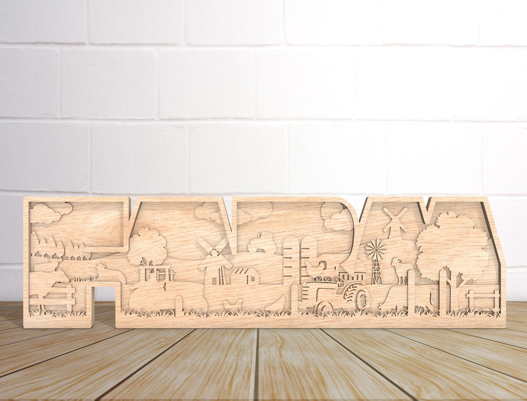 Multilayer Farm Wooden Svg, Farm Tractor Craft Multilayer Gift Cut File ...