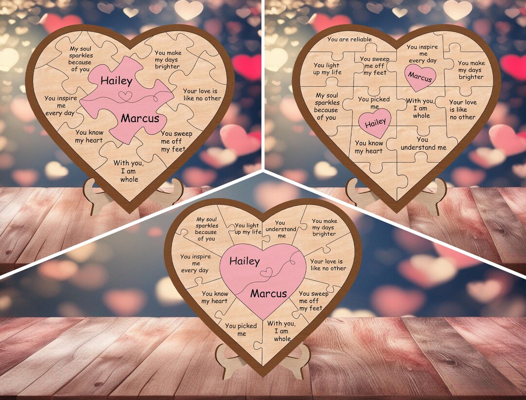 Happy Valentine's Day Puzzle Standing Svg, Personalized Lover Name Svg ...