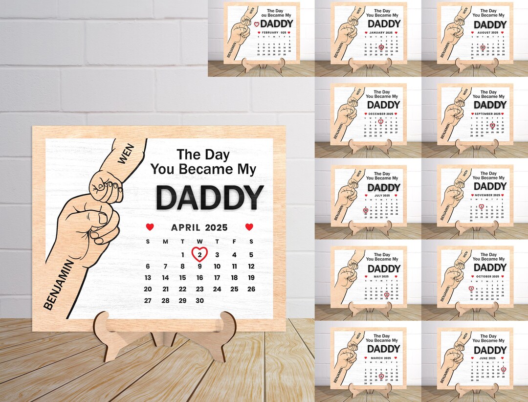 Personalized Father's Day Calendar Stand Svg, Father Day Gifts Svg,3d ...