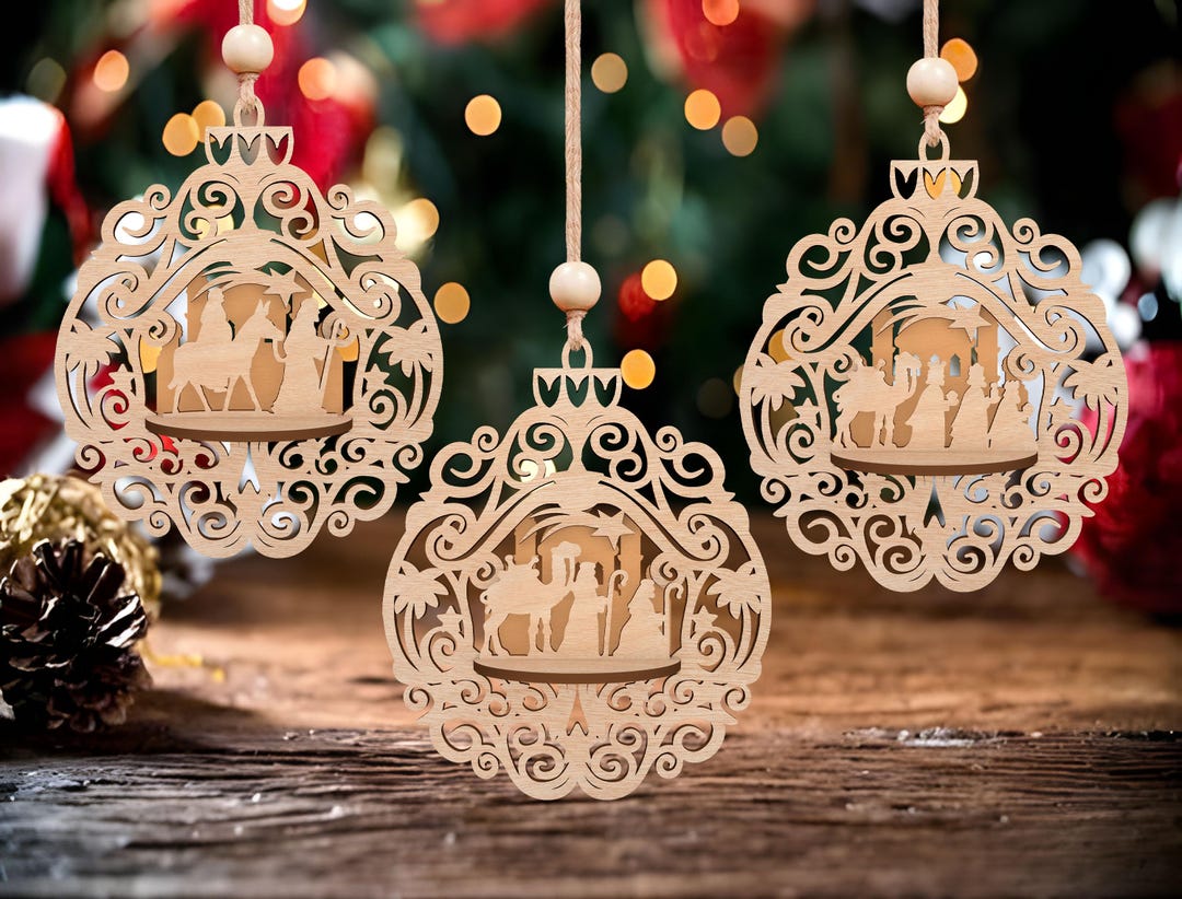Nativity Scene Baubles Ornament Svg ,nativity Christmas Ornament Cut ...