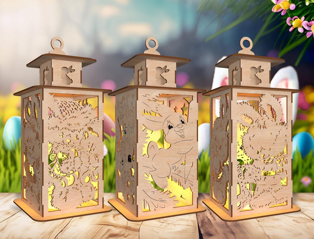 Easter Bunny Lantern Svg, DIY Shadow Box Template Svg, Lasercut File ...