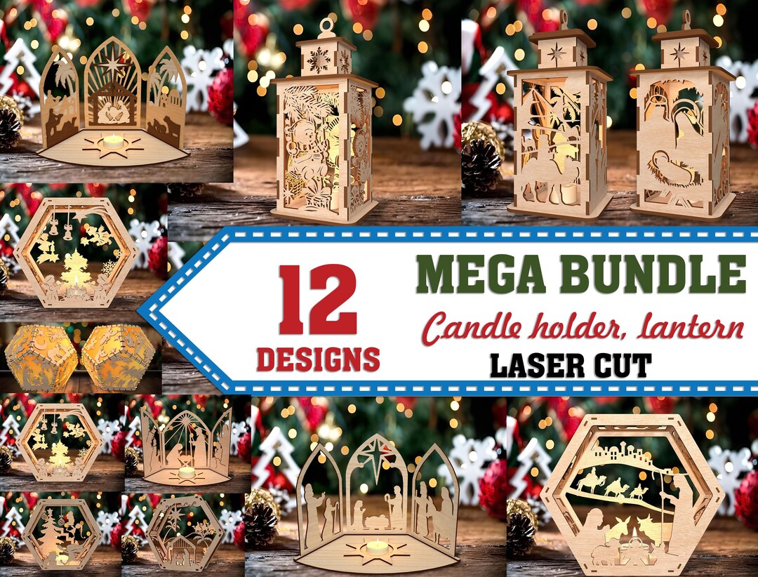 Mega Bundle Lasercut File Svg, Hexagon Lantern Bundle Svg, Candle ...