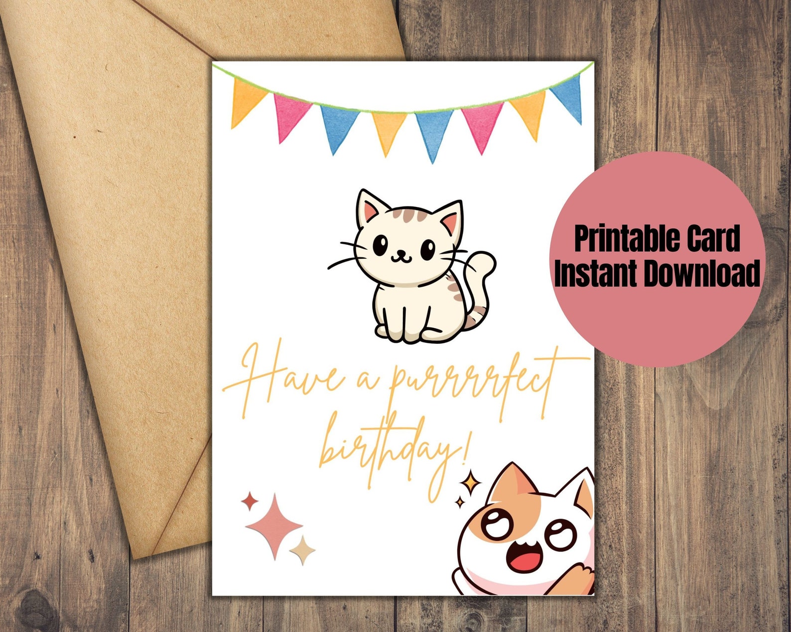 Printable Cat Birthday Card, Cat Card, Birthday, Happy Birthday Card ...