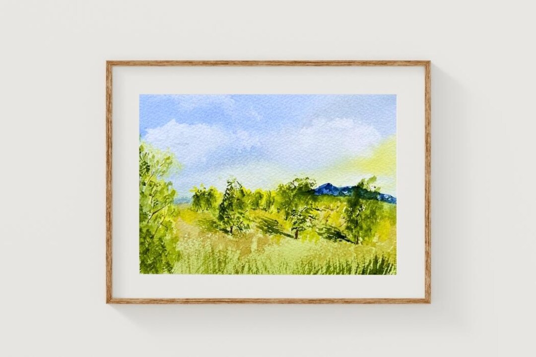 Original Handpainted Watercolor Painting of Mountain, 8x6, Colorful ...