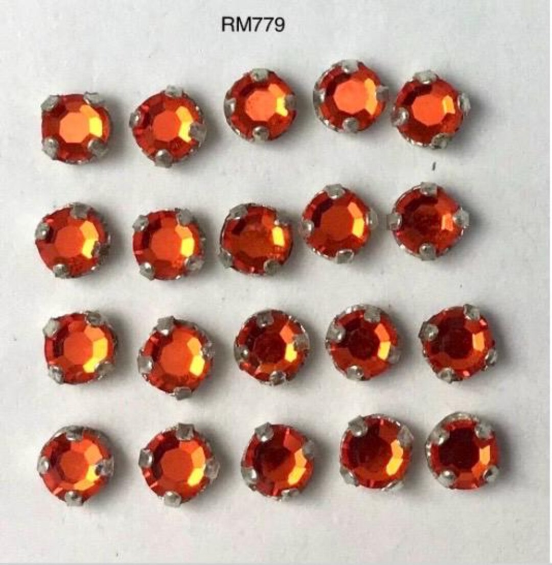 Vintage 5mm Rose Montees - Hyacinth Orange in Silver Setting - Etsy