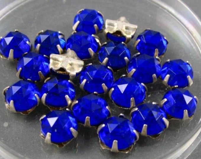 Vintage Rose Montee 6mm Sew Ons -cobalt Midnight Blue/silver Setting - Etsy