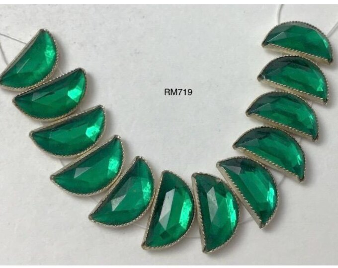 Vintage Rose Montees - RARE - Half Moons - Green Glass in Silver ...