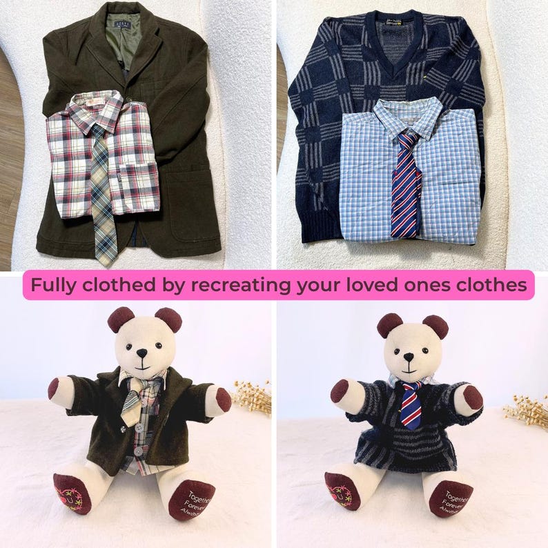Memory Bear From Clothes, Personalized Keepsake Teddy Bear, Custom ...