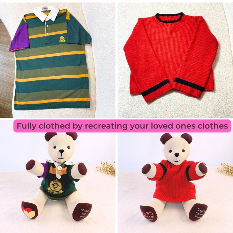 Memory Bear From Clothes, Personalized Keepsake Teddy Bear, Custom ...