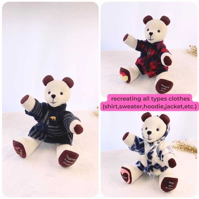 Memory Bear From Clothes, Personalized Keepsake Teddy Bear, Custom ...